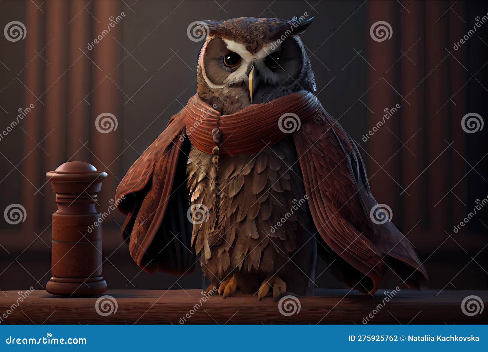 Owl wearing a judges robe stock illustration. Illustration of ...