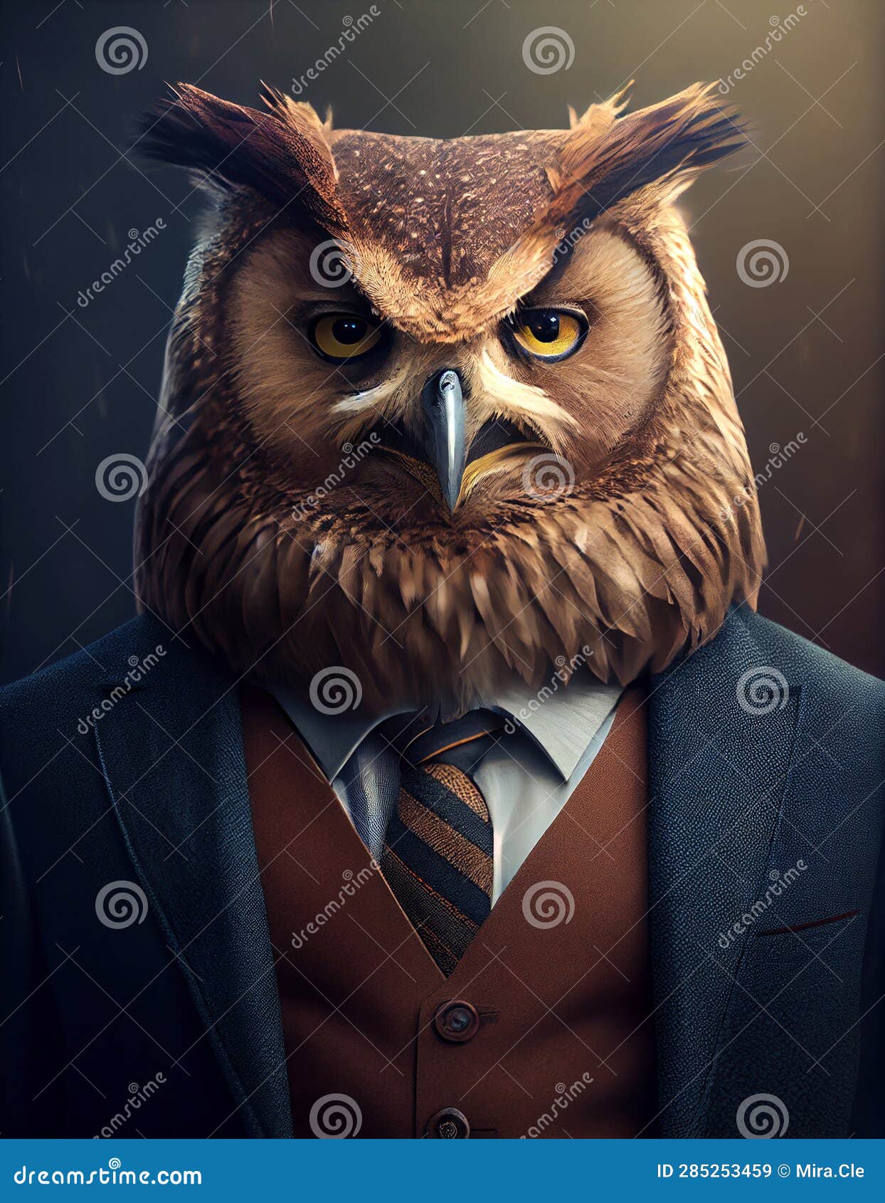Owl Wearing a Suit, Created with Generative AI Stock Illustration ...