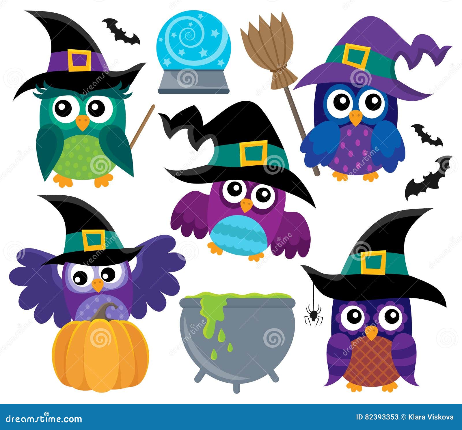 Owl witches theme set 1 stock vector. Illustration of collection - 82393353