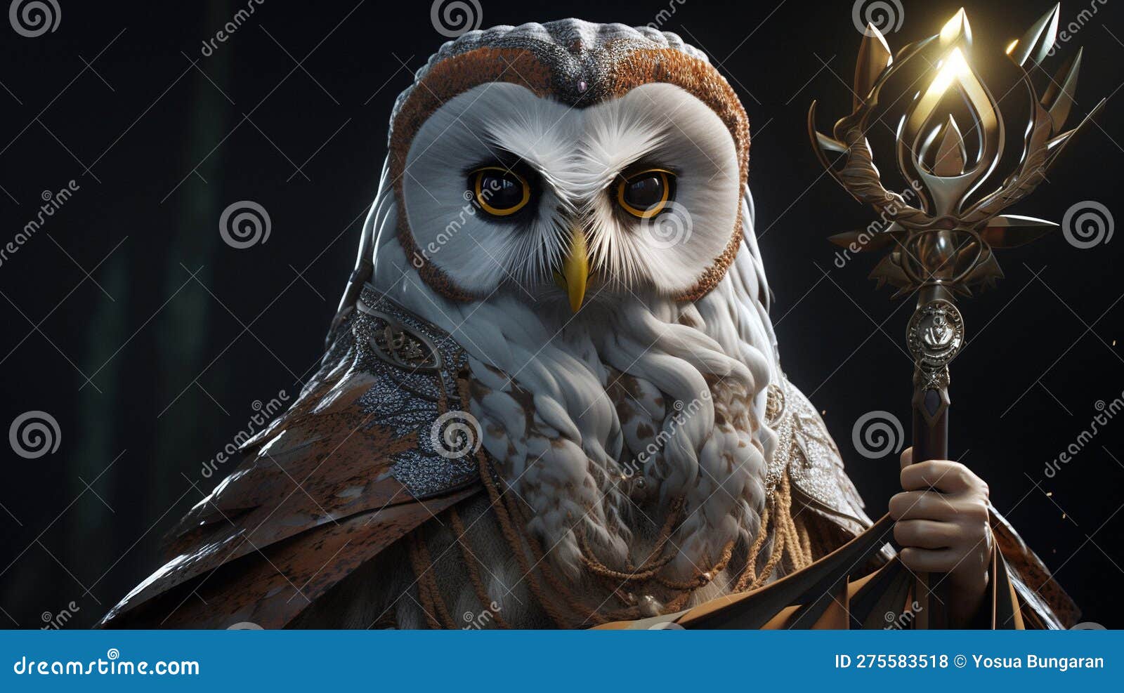 Owl Wizard, Digital Art Illustration, Generative AI Stock Illustration ...