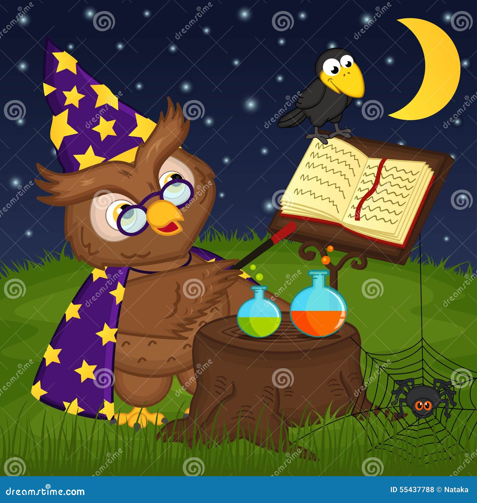 Owl wizard stock vector. Illustration of sorcerer, book - 55437788