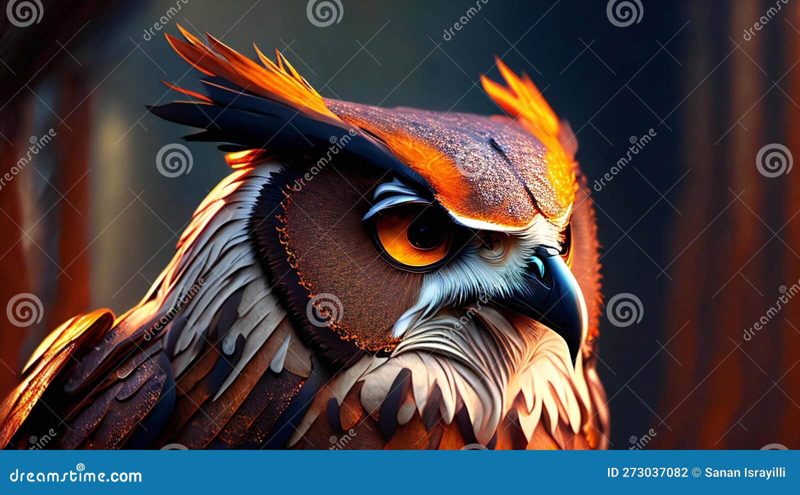 Owl in a Zoo, Close-up View, 3d Render, Ai Generated Stock Illustration ...