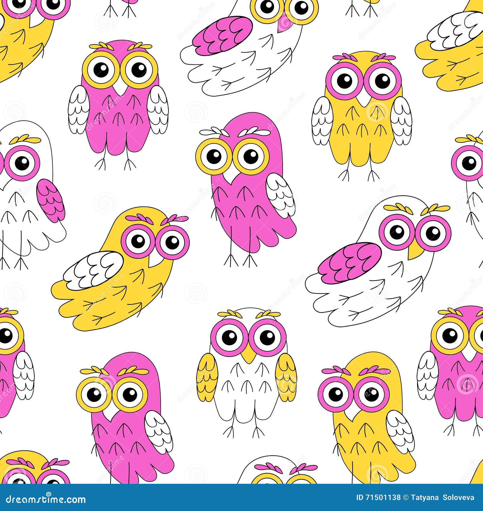 Owlet Vector Seamless Pattern. Stock Vector - Illustration of vector ...