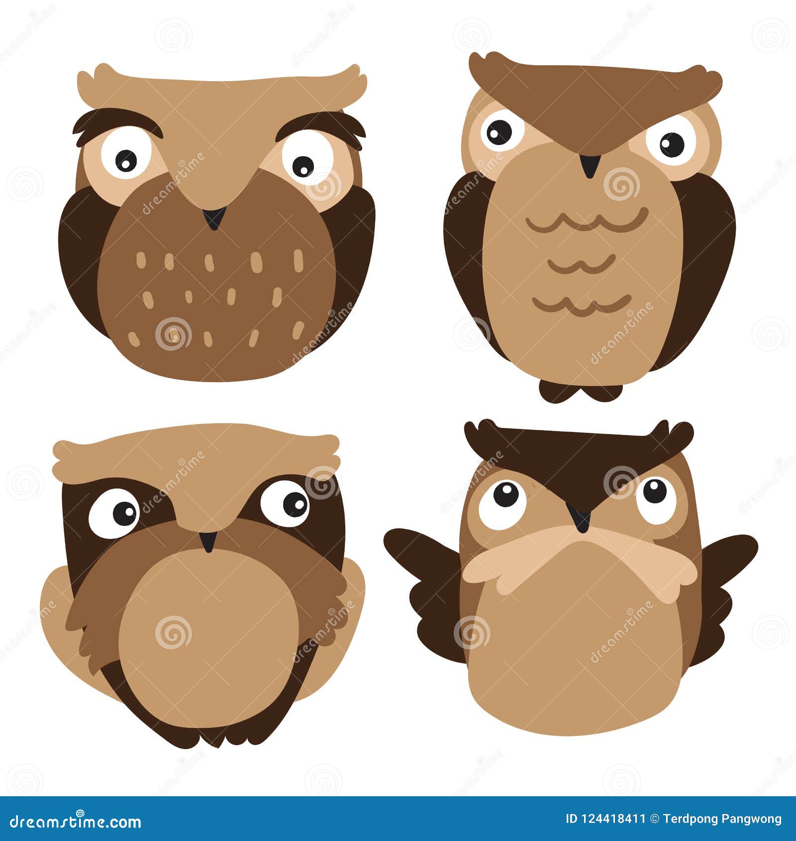 Owls Character Vector Design Stock Illustration - Illustration of ...