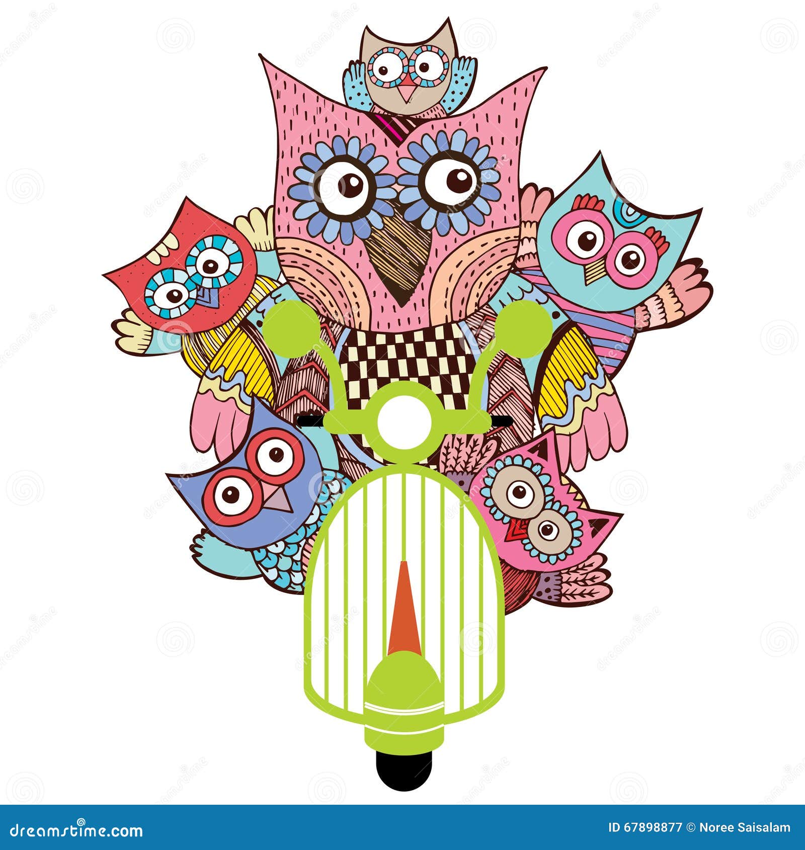 Owls Doodle on Motorcycle Vector Stock Vector - Illustration of ...