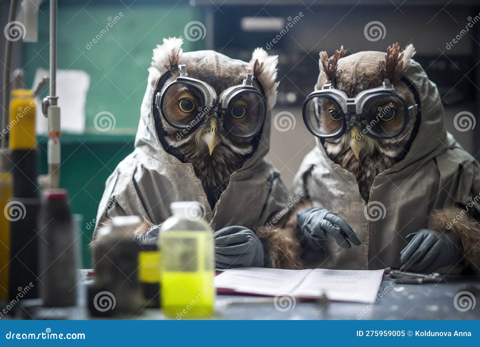 Owls Dressed As Scientists Experimenting, Created with Generative AI ...