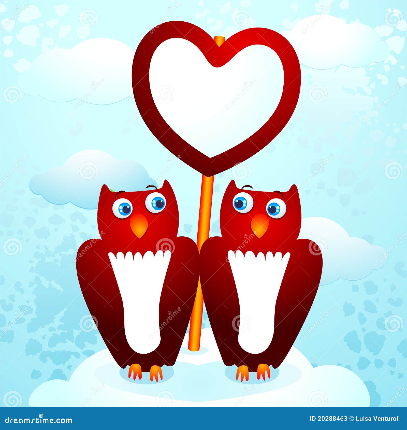 Owls with heart stock vector. Illustration of sign, notice - 20288463