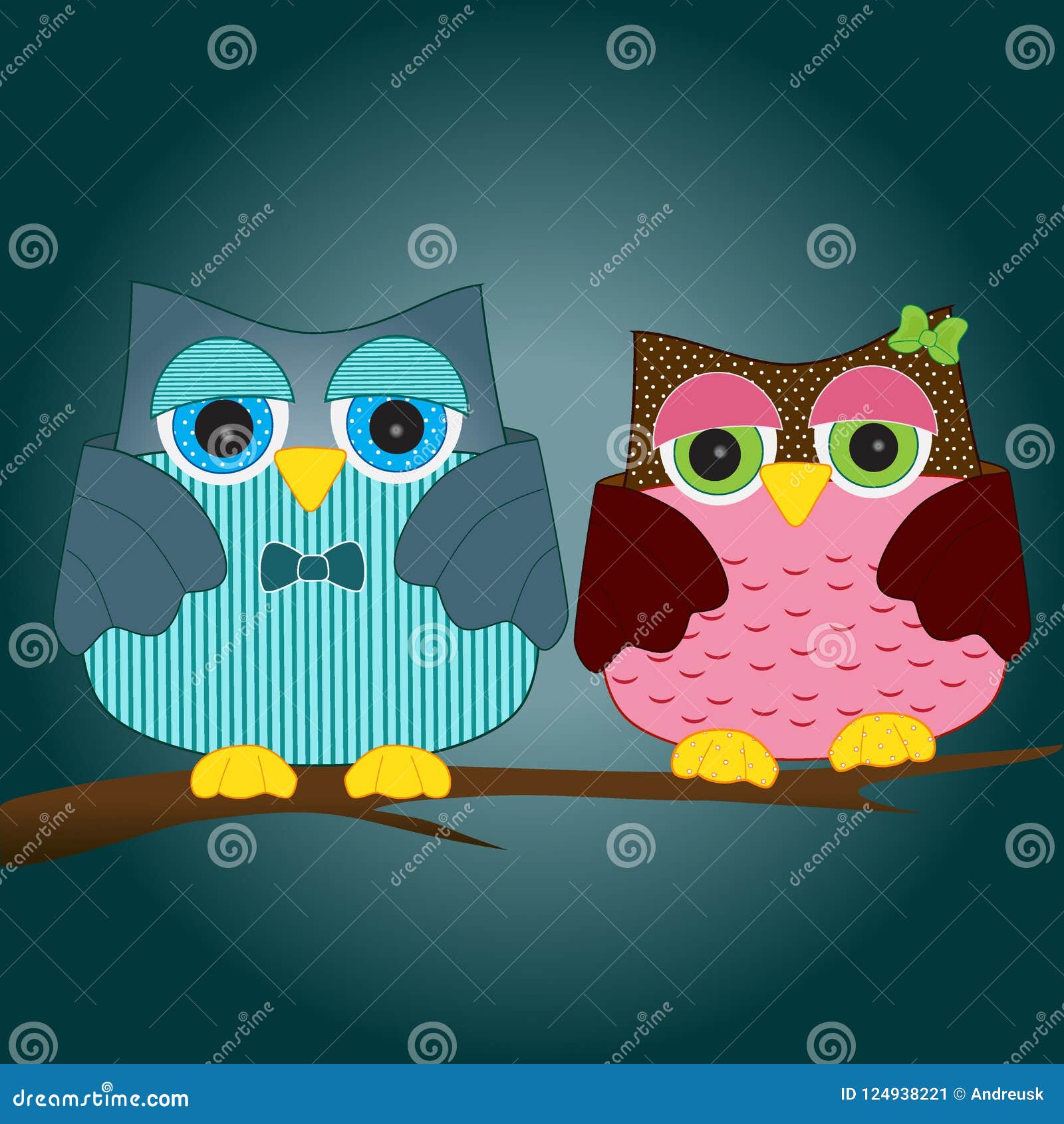 Owls in love stock vector. Illustration of love, owls - 124938221
