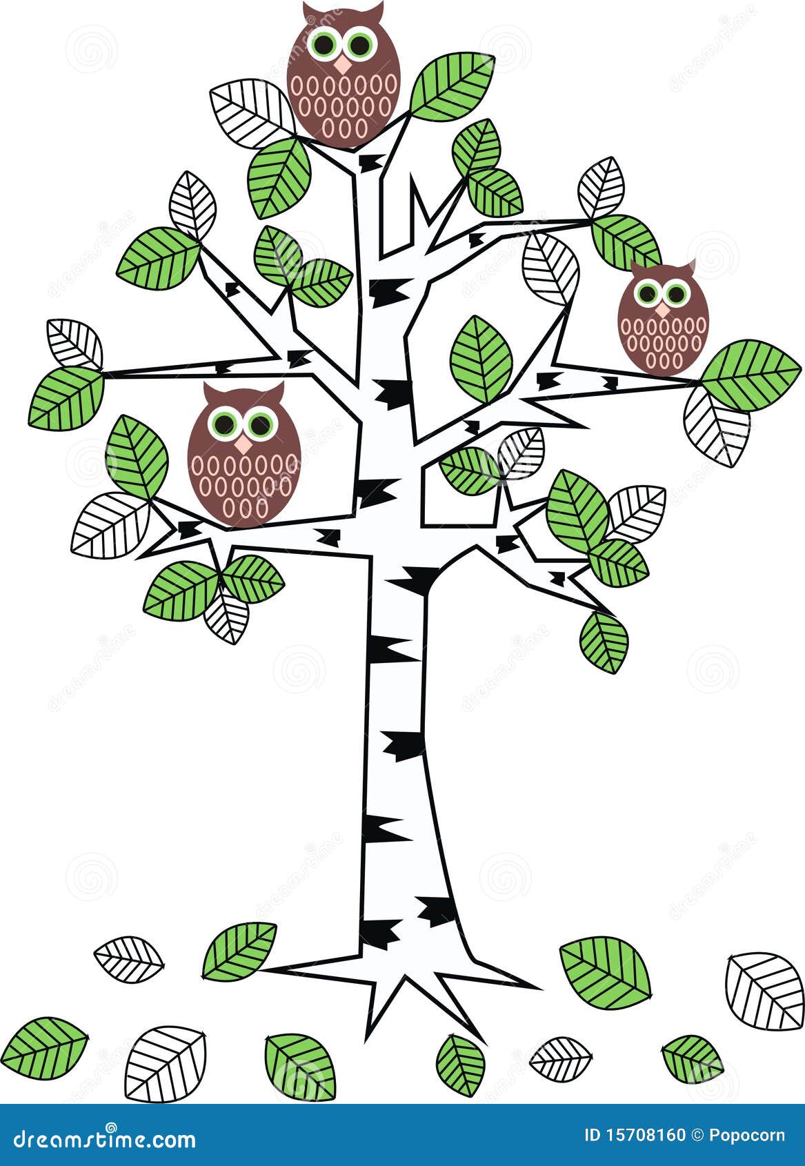 Owls in a tree stock vector. Illustration of animal, green - 15708160