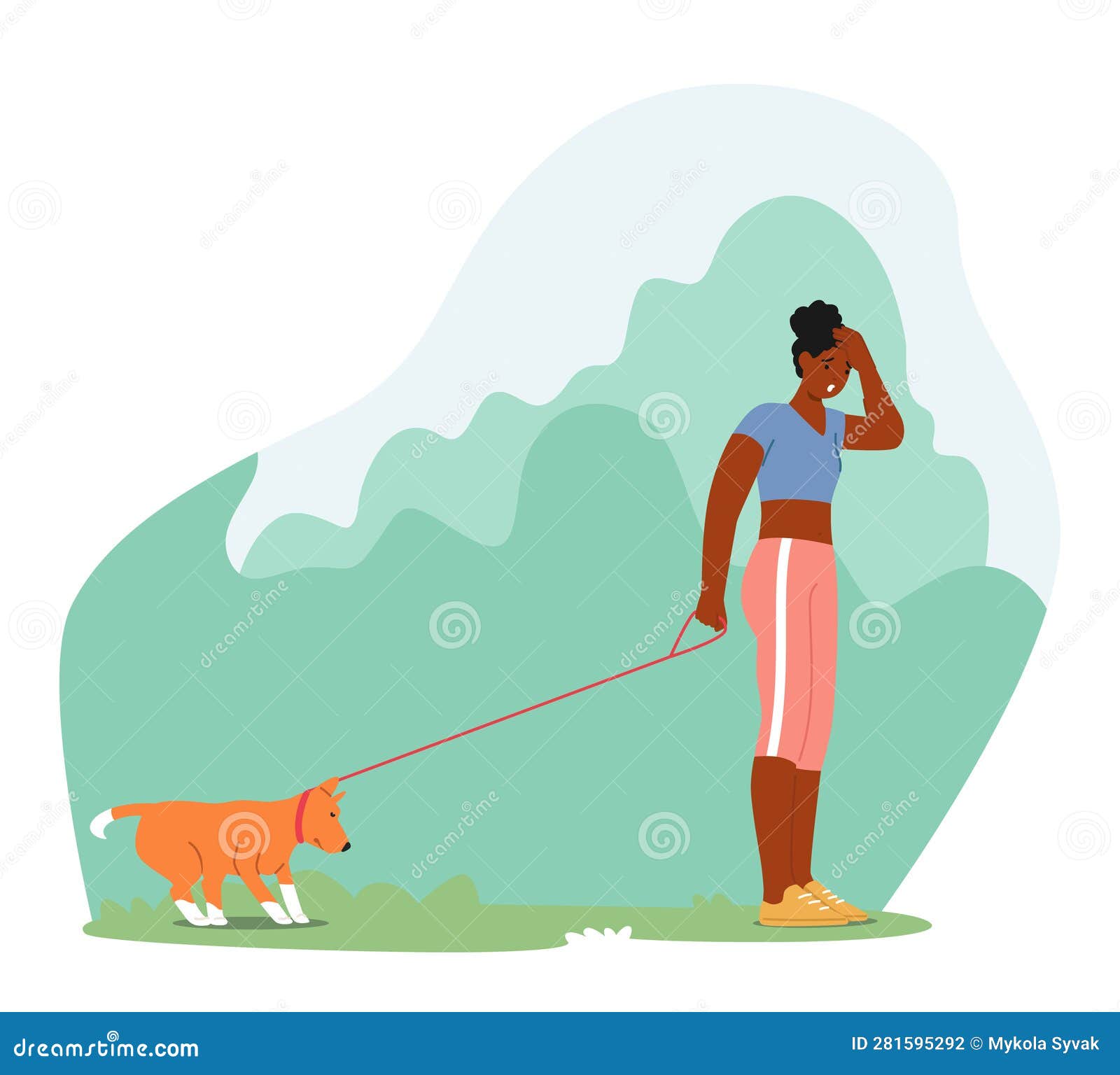 Dog Pull Kid On Leash Cartoon Illustration | CartoonDealer.com #203525577