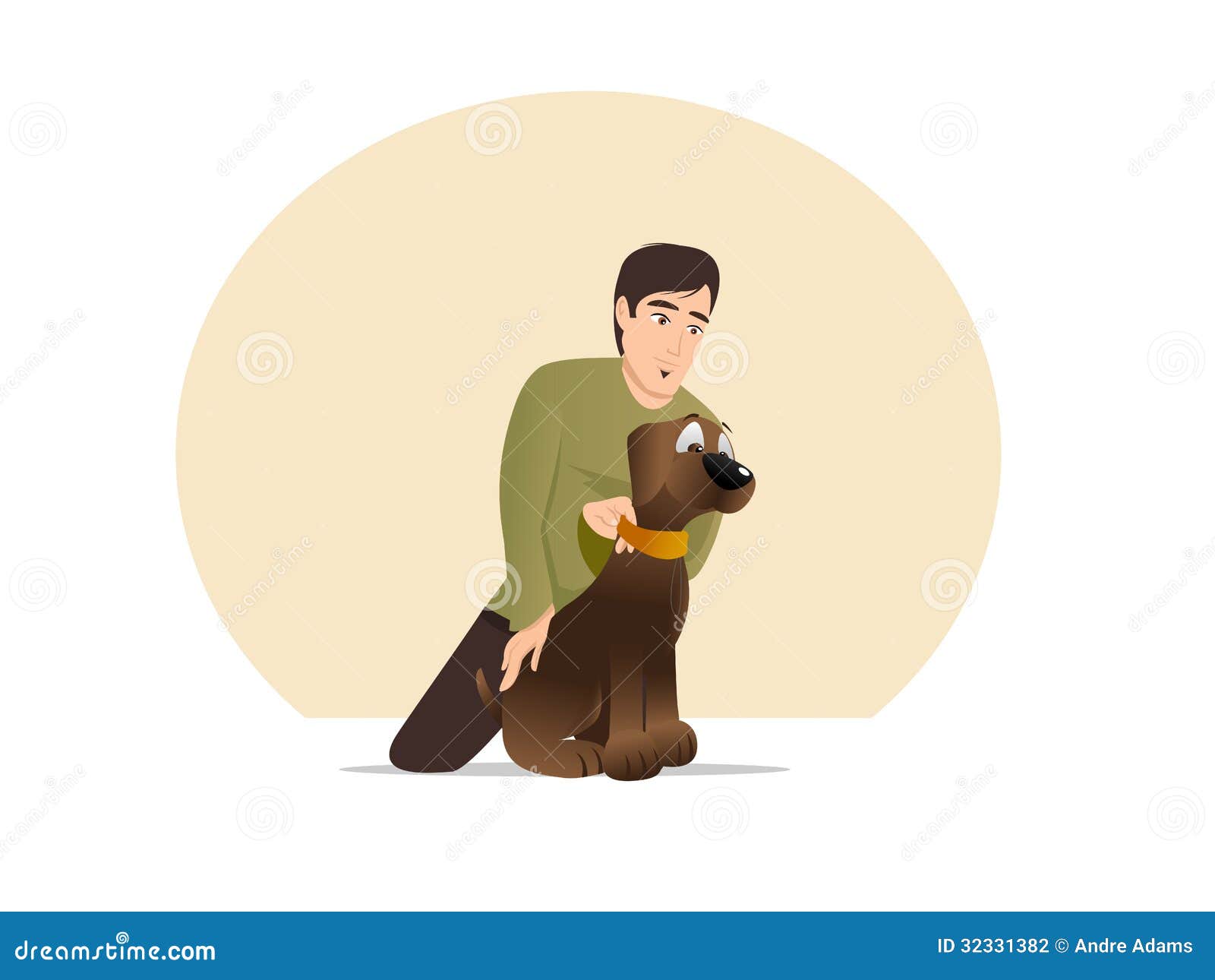 Owner Restraining Dog stock vector. Illustration of sitting - 32331382