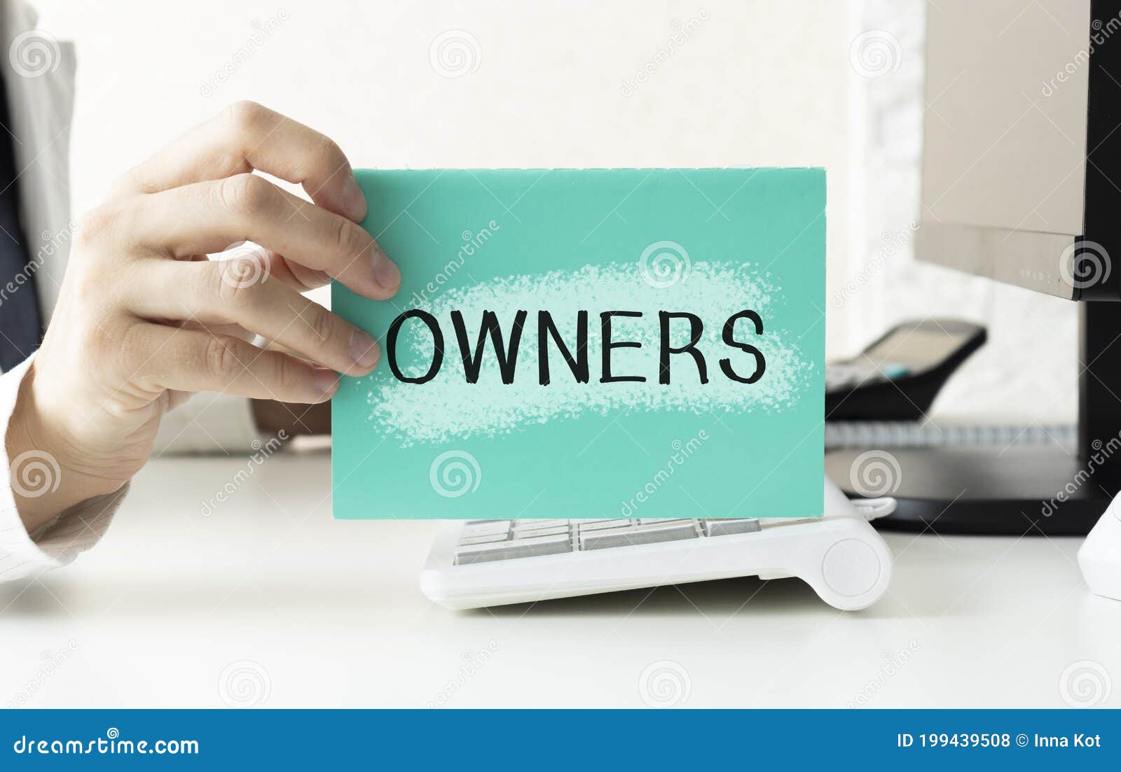Owners Text on Card in Hand. Ownership Stock Photo - Image of owner ...