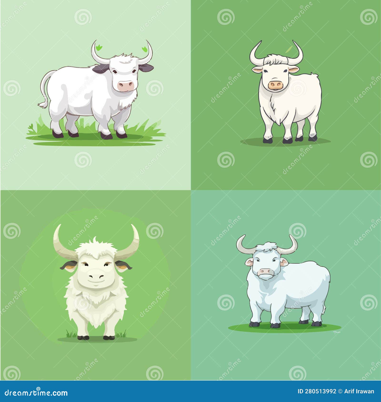 Ox Cartoon Vector Set Element Animals Farm Stock Vector - Illustration ...