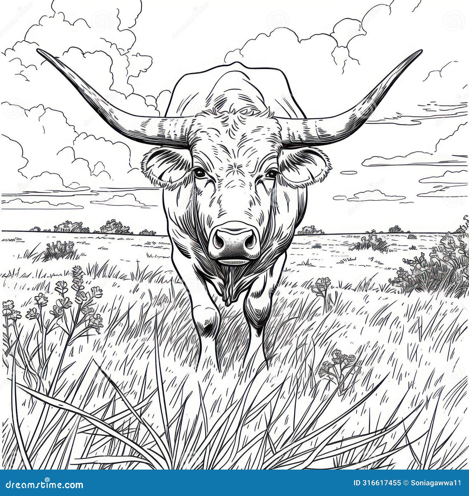 Ox Drawing Coloring Book Page Royalty-Free Stock Photography ...