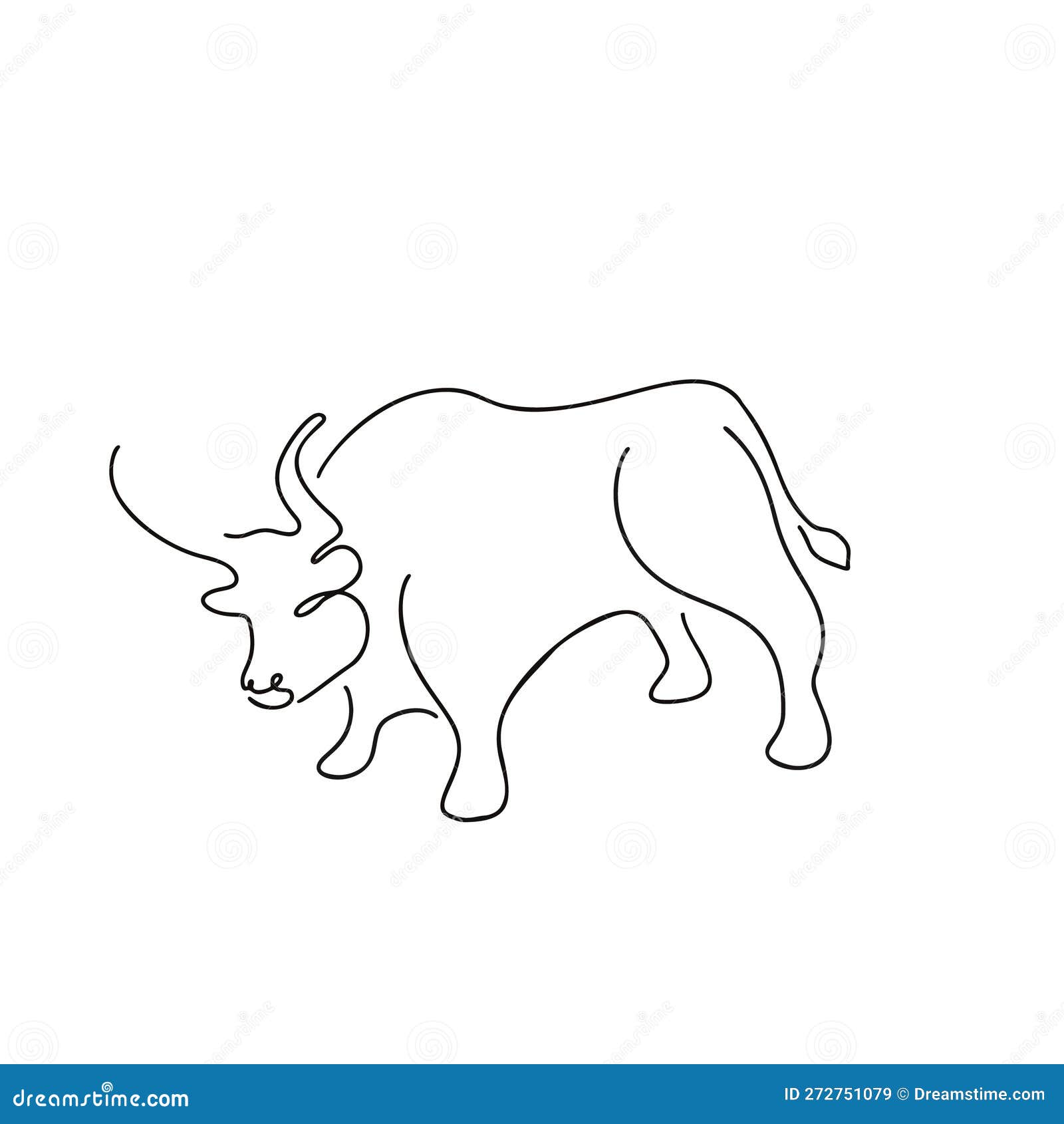 Ox Illustration in Line Art Style Isolated on White Stock Vector ...