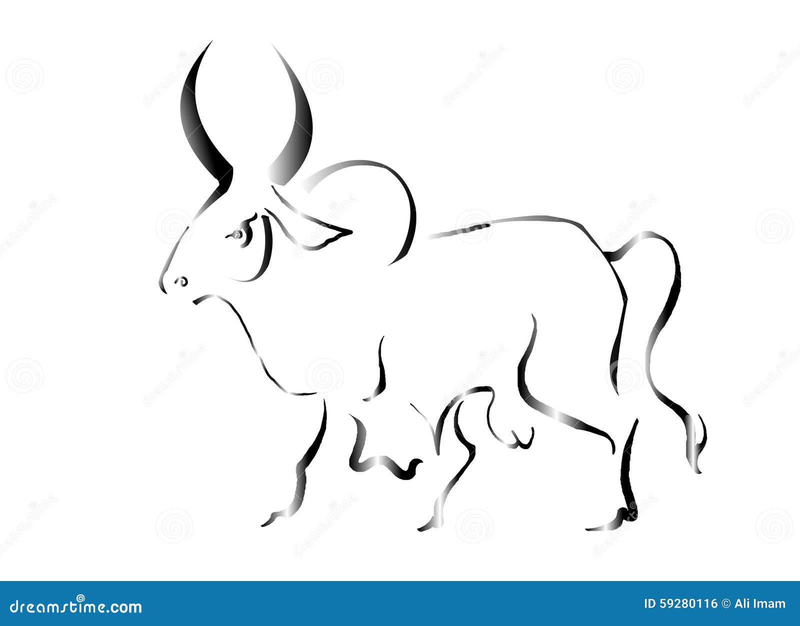 Ox line stock illustration. Illustration of caring, enemy - 59280116