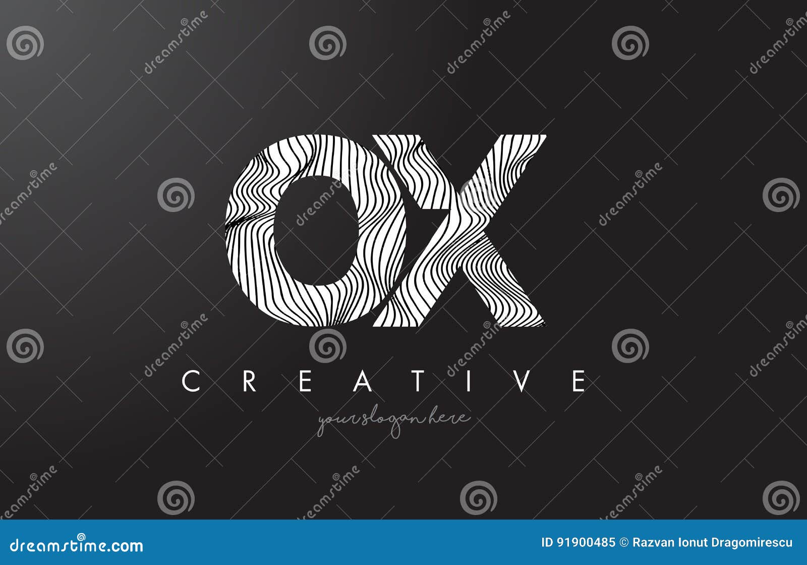 OX O X Letter Logo with Zebra Lines Texture Design Vector. Stock Vector ...