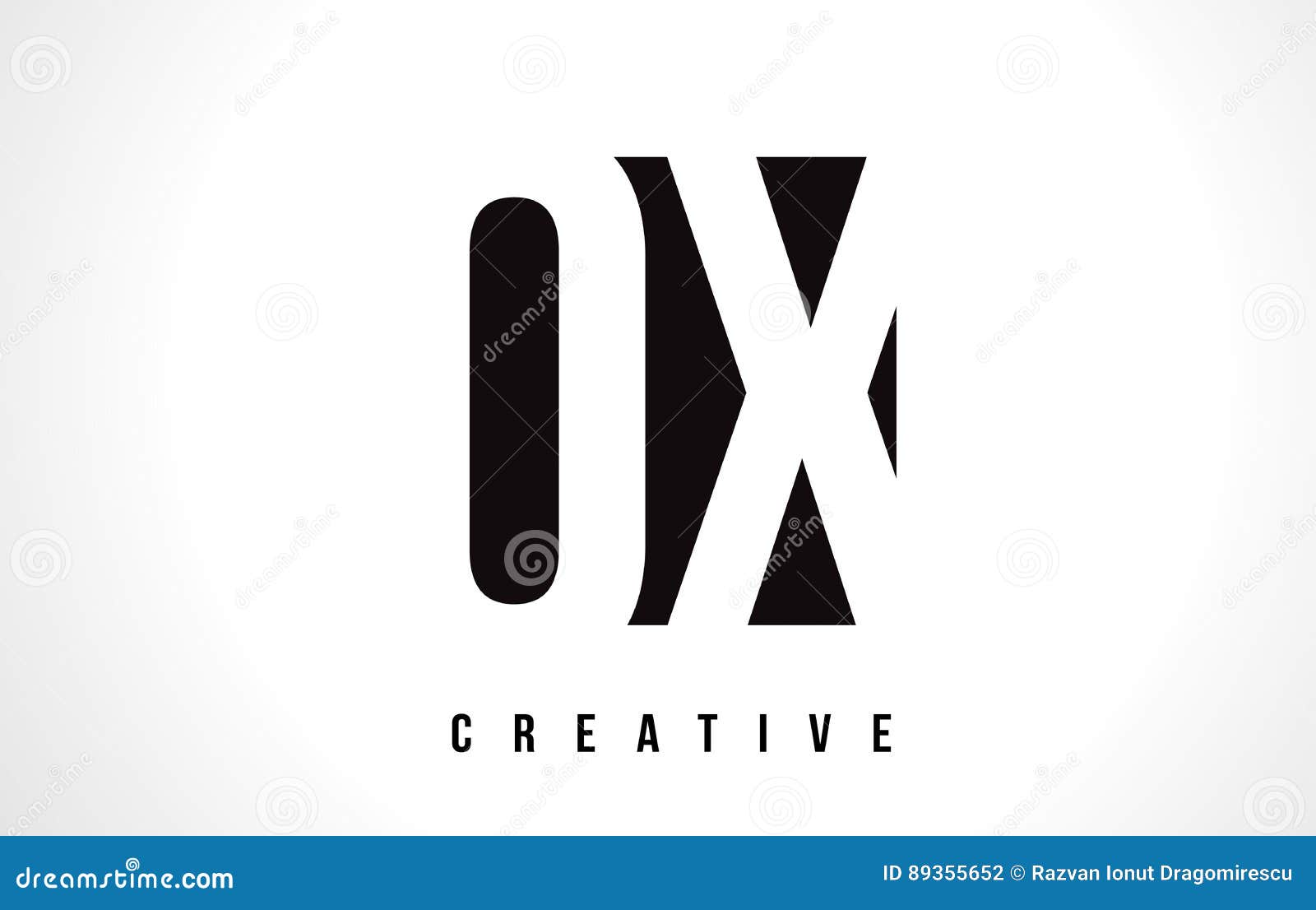 OX O X White Letter Logo Design with Black Square. Stock Vector ...