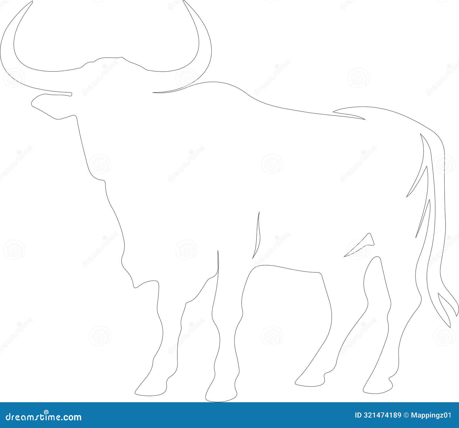 Ox Outline Silhouette Generative Ai Cartoon Vector | CartoonDealer.com ...