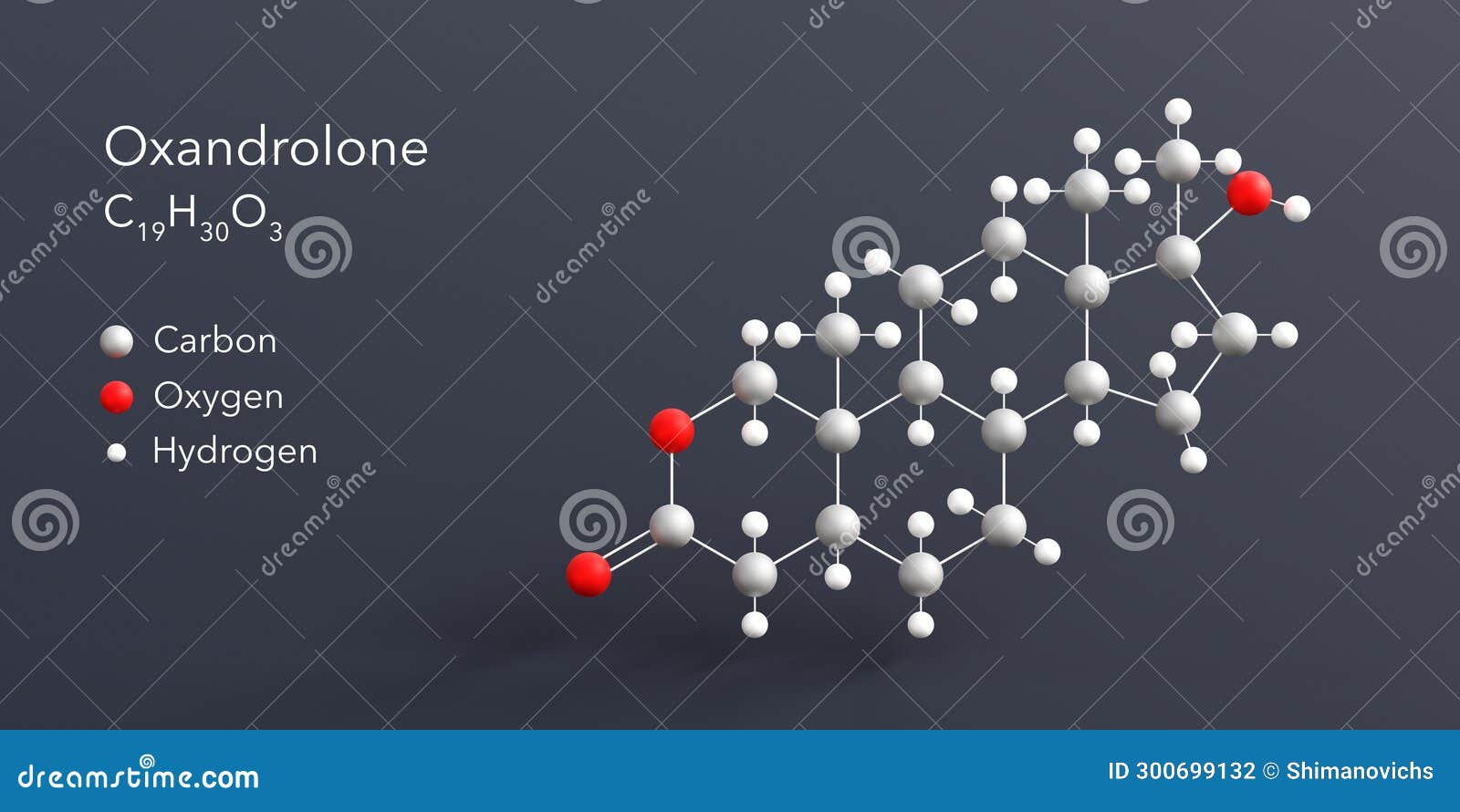 Oxandrolone Molecule 3d Rendering, Flat Molecular Structure with ...