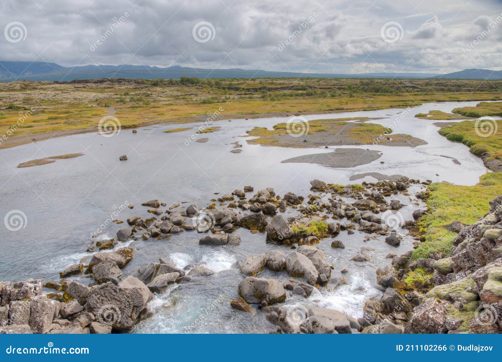 Oxara River Passing through Thingvellir National Park in Iceland Stock ...