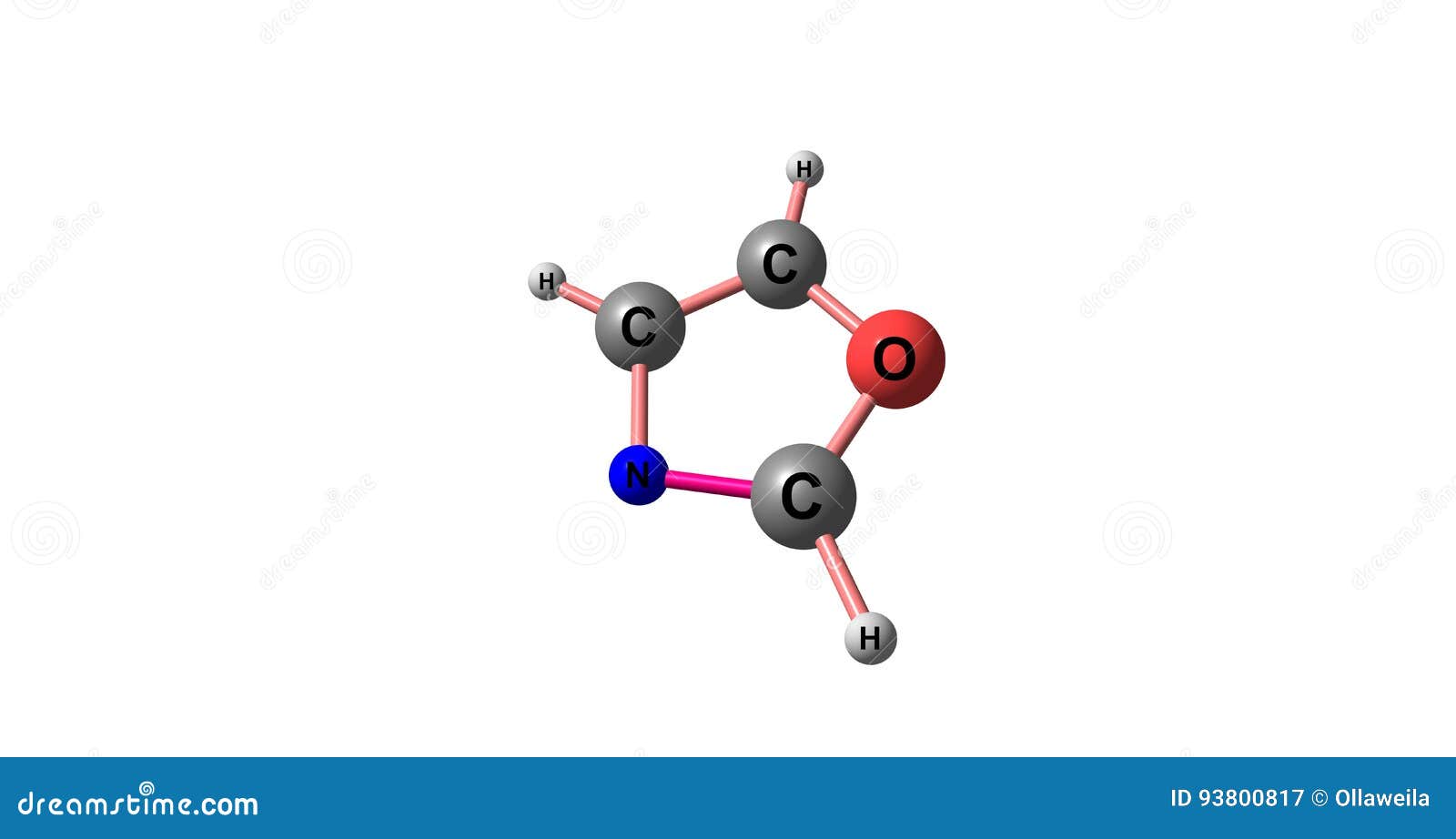 Oxazole Molecular Structure Isolated on White Stock Illustration ...