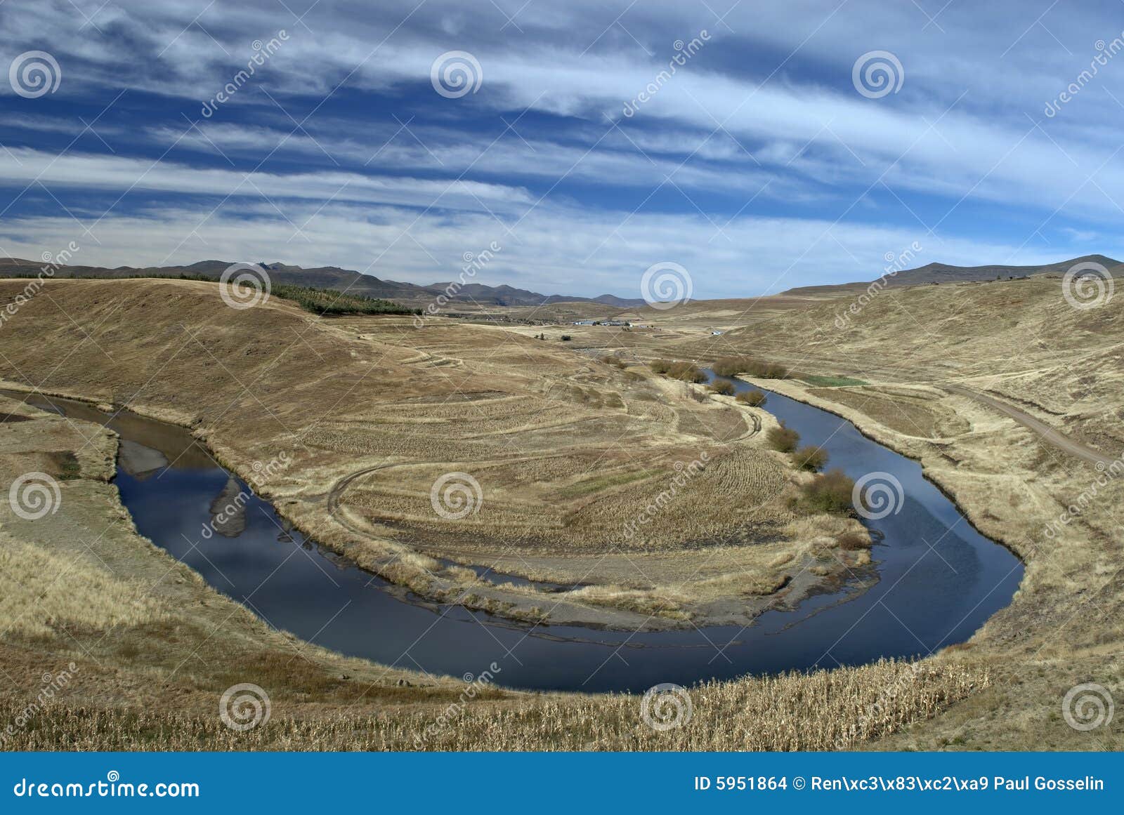 Oxbow lake in Mountains stock photo. Image of lesotho - 5951864