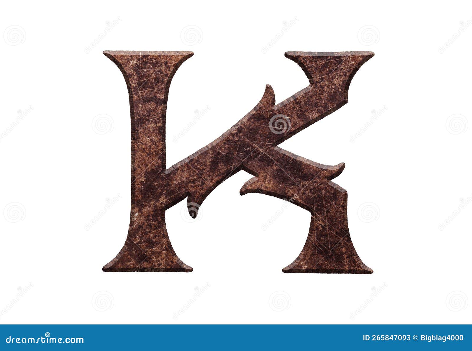 Oxidized Ancient Letter.Decorative Beveled Font. Stock Illustration ...