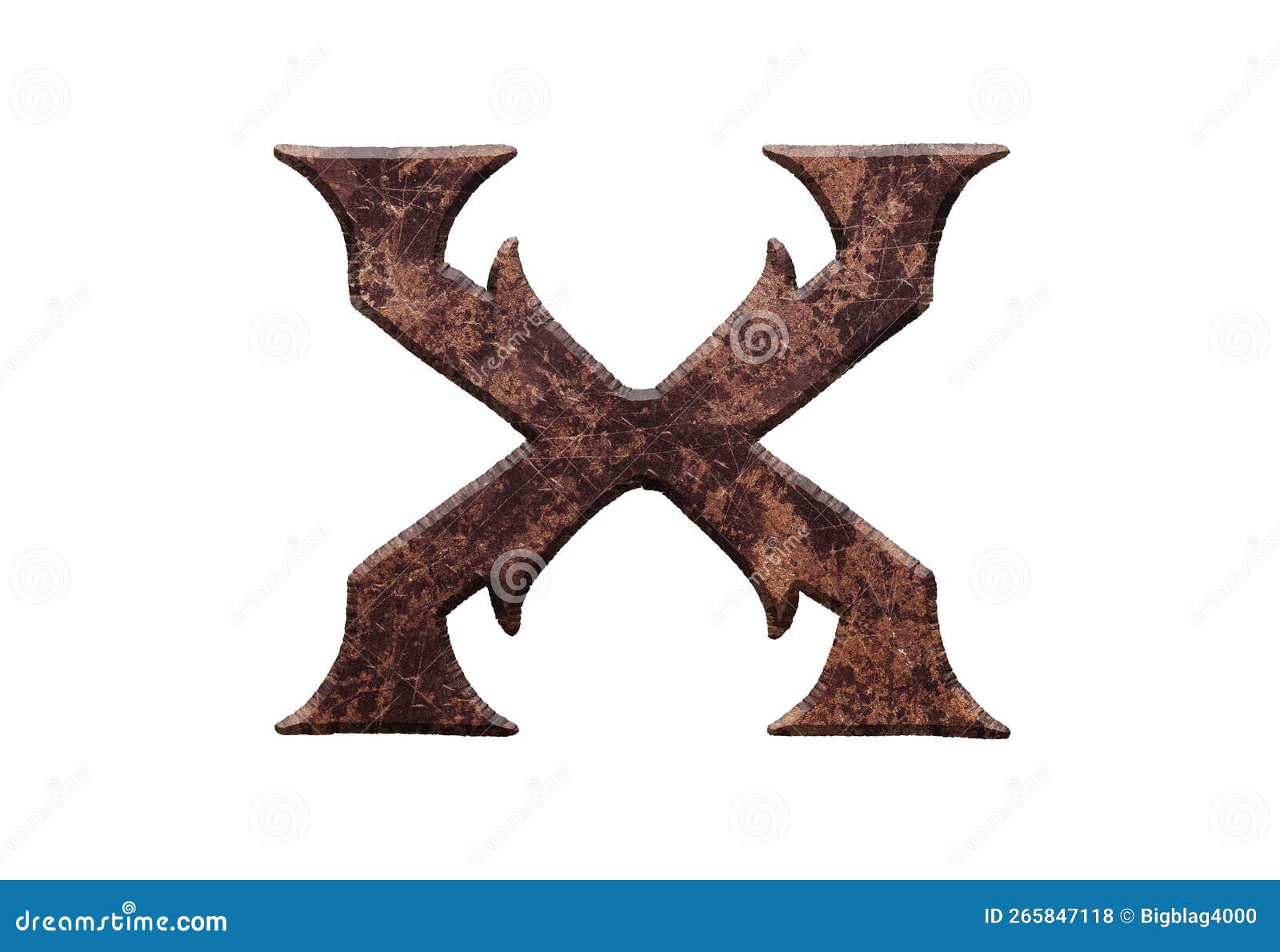 Oxidized Ancient Letter.Decorative Beveled Font. Stock Illustration ...