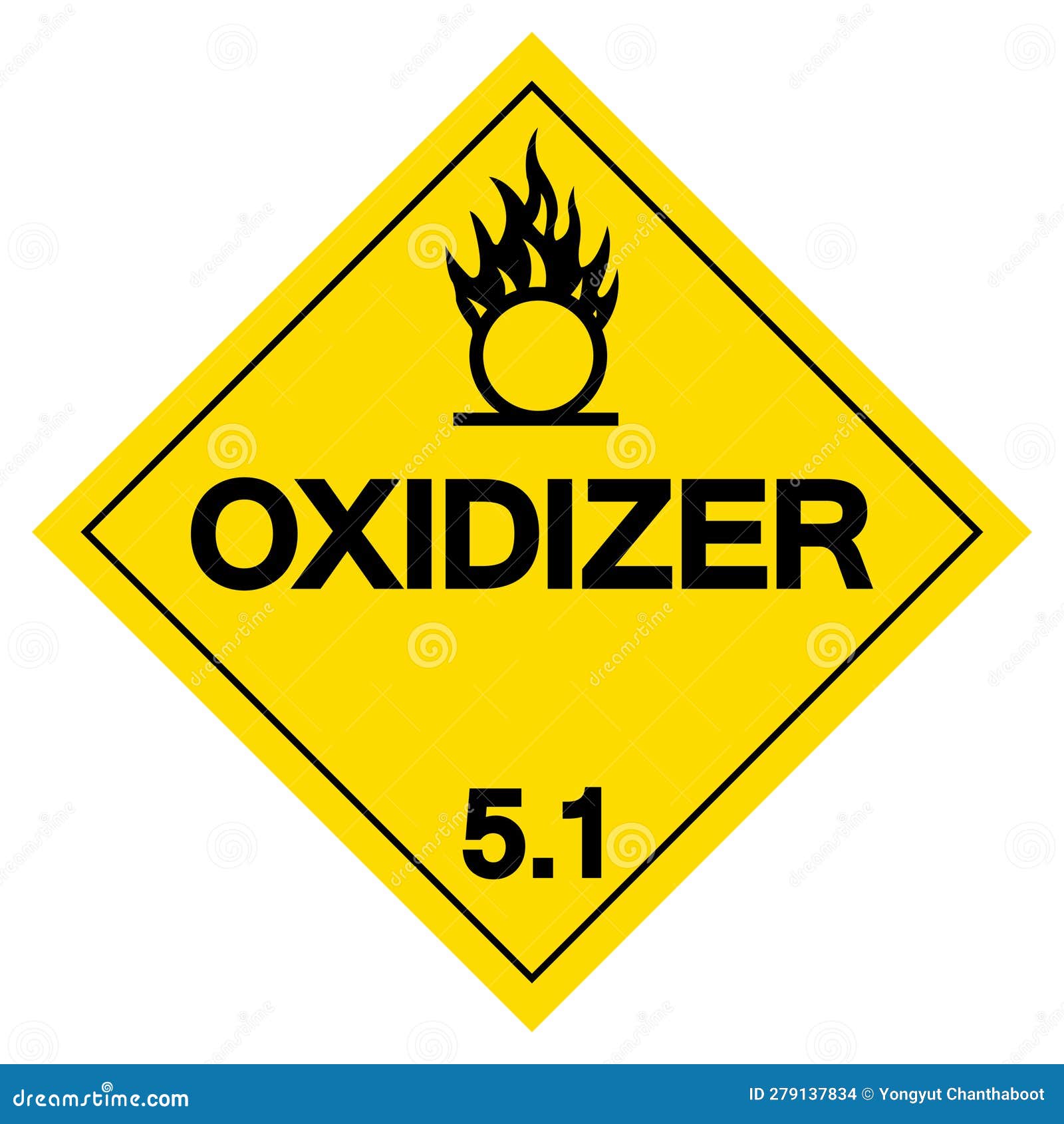 Oxidizer Class 5.1 Symbol Sign, Vector Illustration, Isolate on White ...