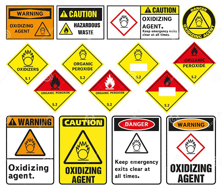 Oxidizer Warning Sign. Class 5 Dangerous Goods Plates Stock Vector ...