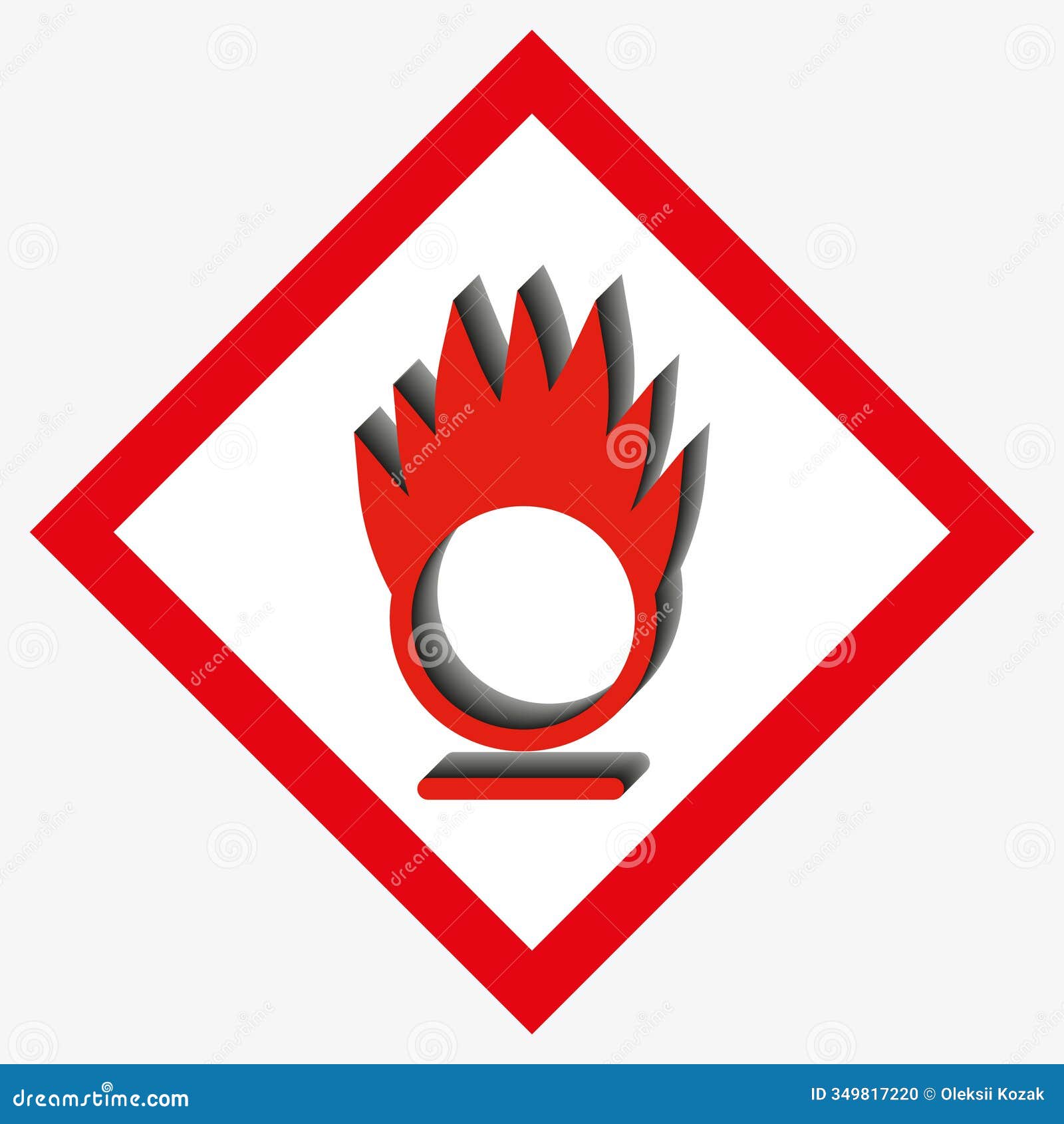 Oxidizing Hazard Symbol: Black Flame Inside Diamond. Indicates Strong ...