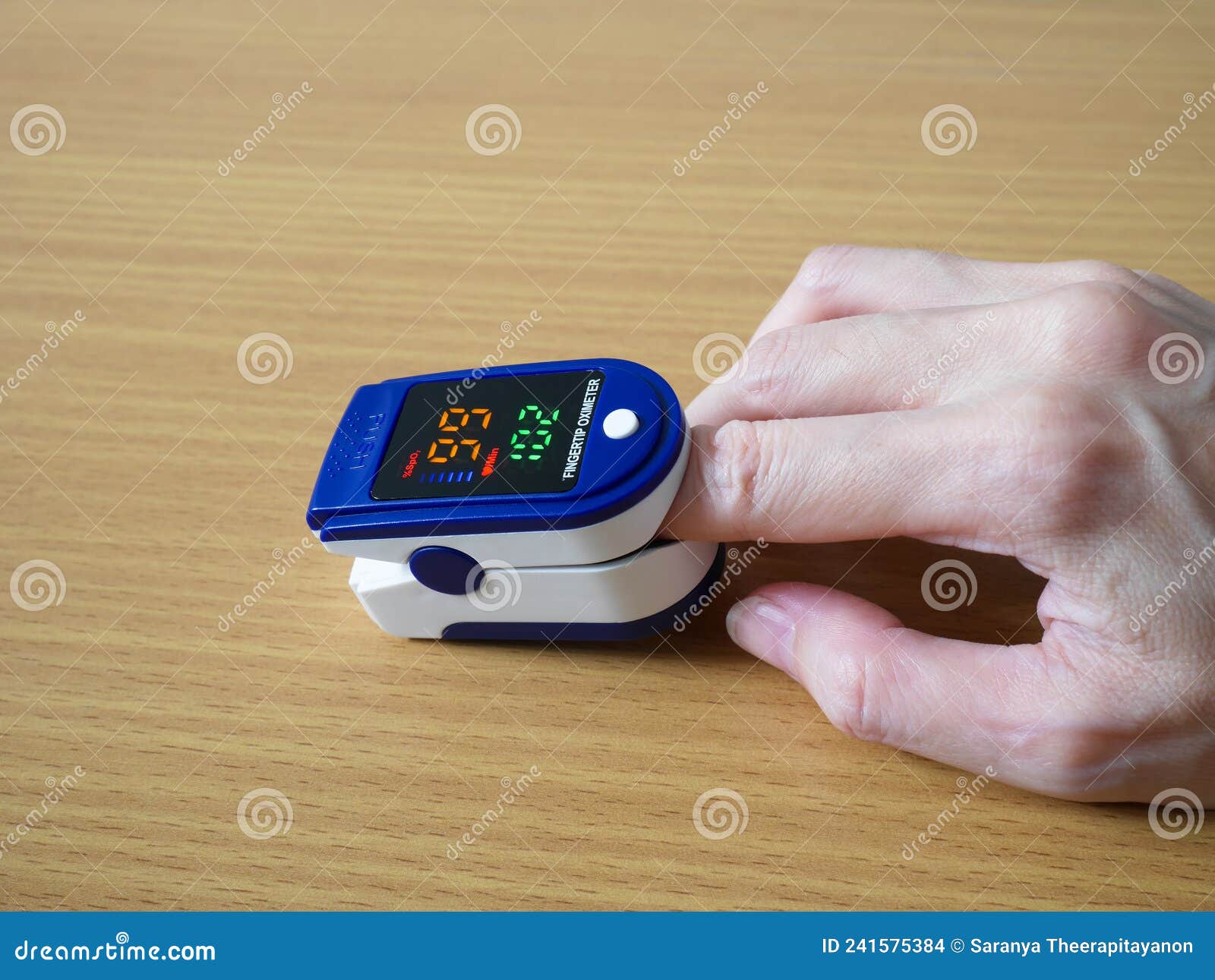 The Oximeter Display Shows Blood Oxygen Level Stock Photo - Image of ...