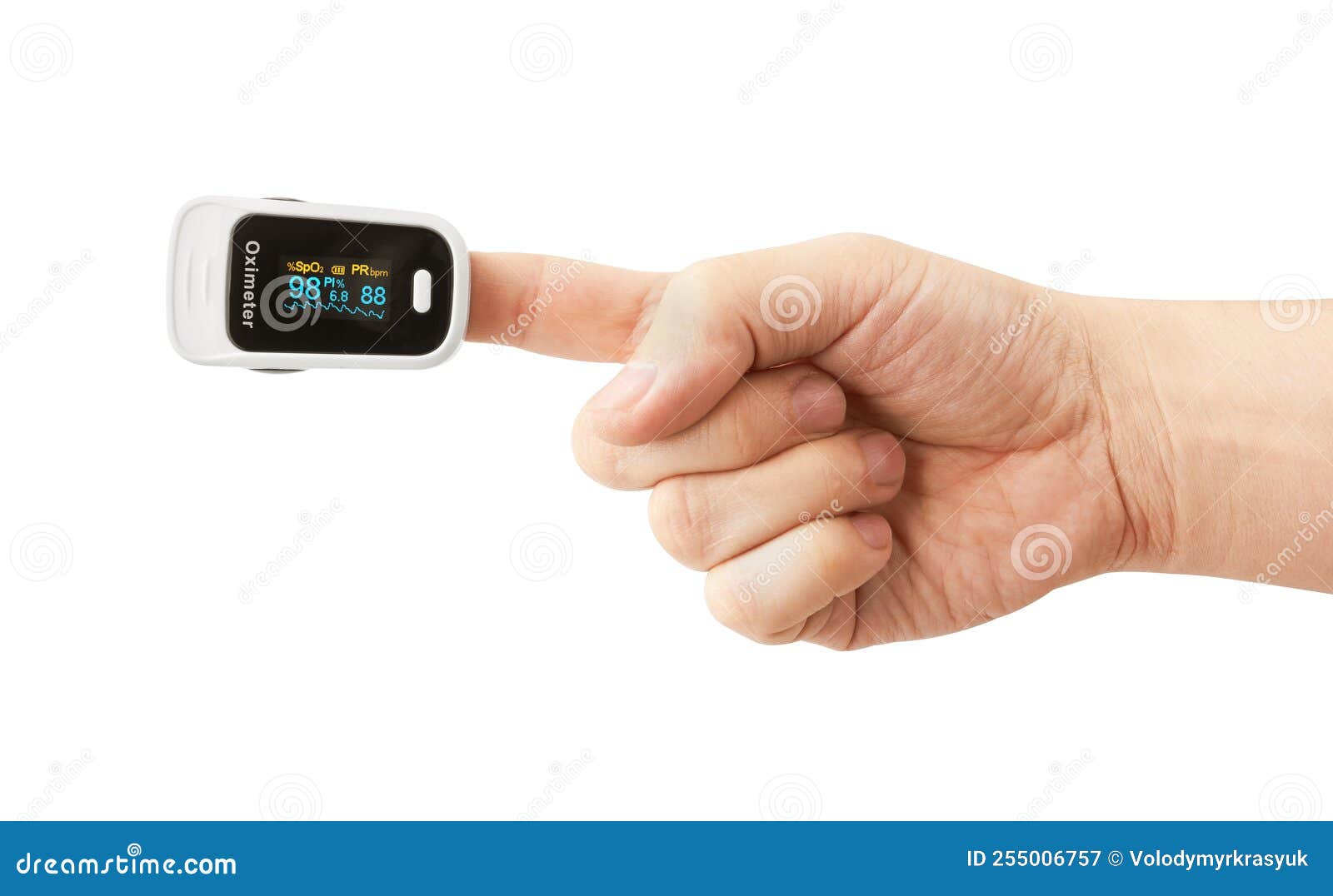 Oximeter on a finger stock image. Image of 2019ncov - 255006757