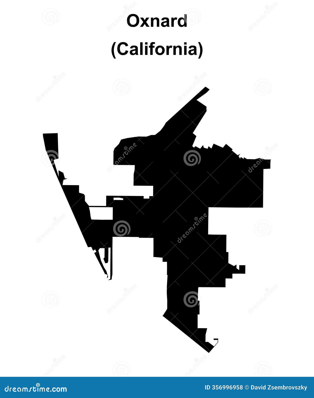 Oxnard outline map stock illustration. Illustration of silhouette ...