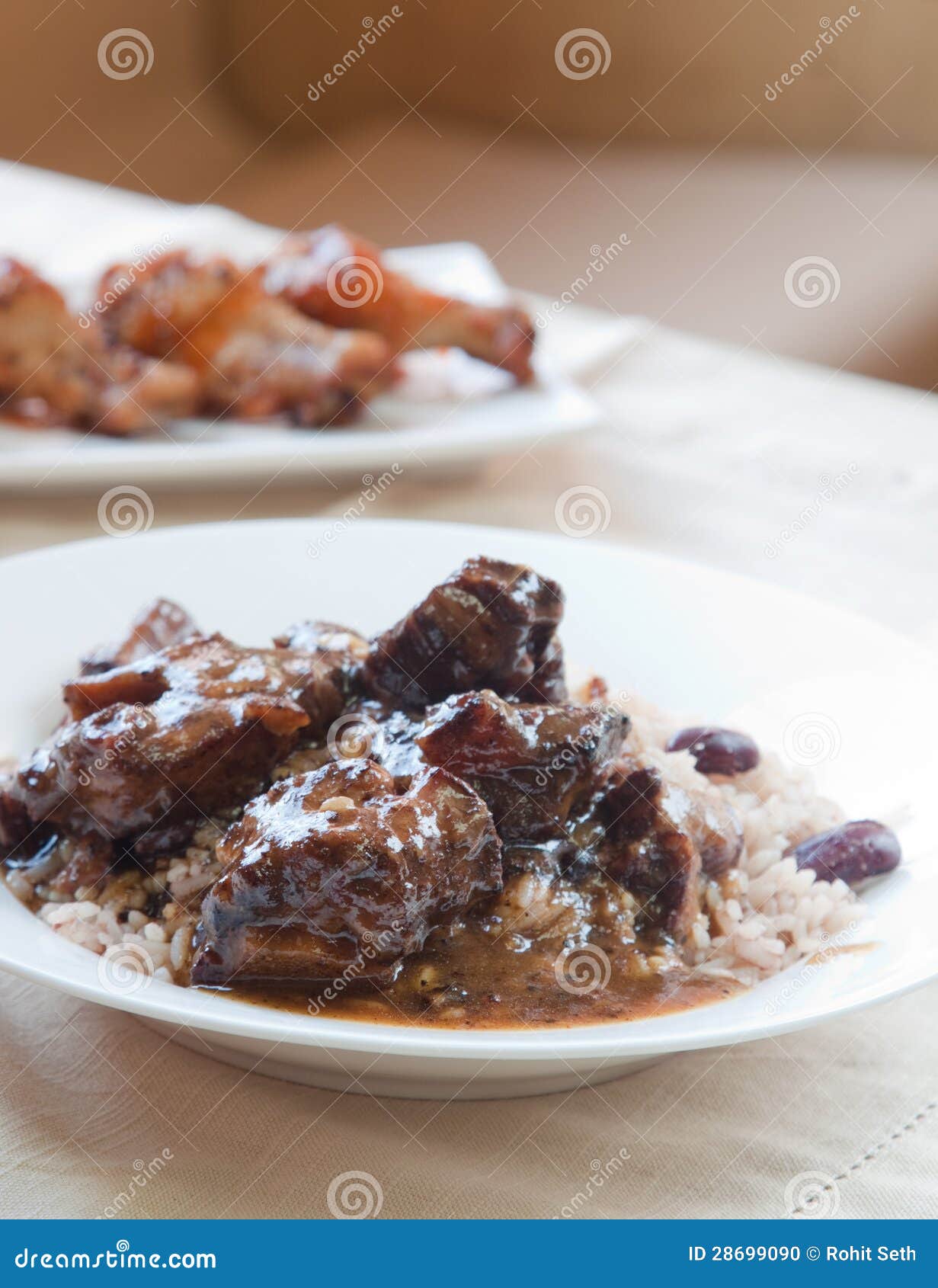 Oxtail Curry with Rice - Caribbean Style Stock Photo - Image of ...