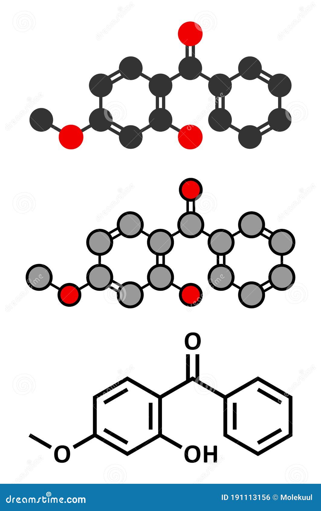 Oxybenzone Sunscreen Molecule Stock Vector - Illustration of absorption ...