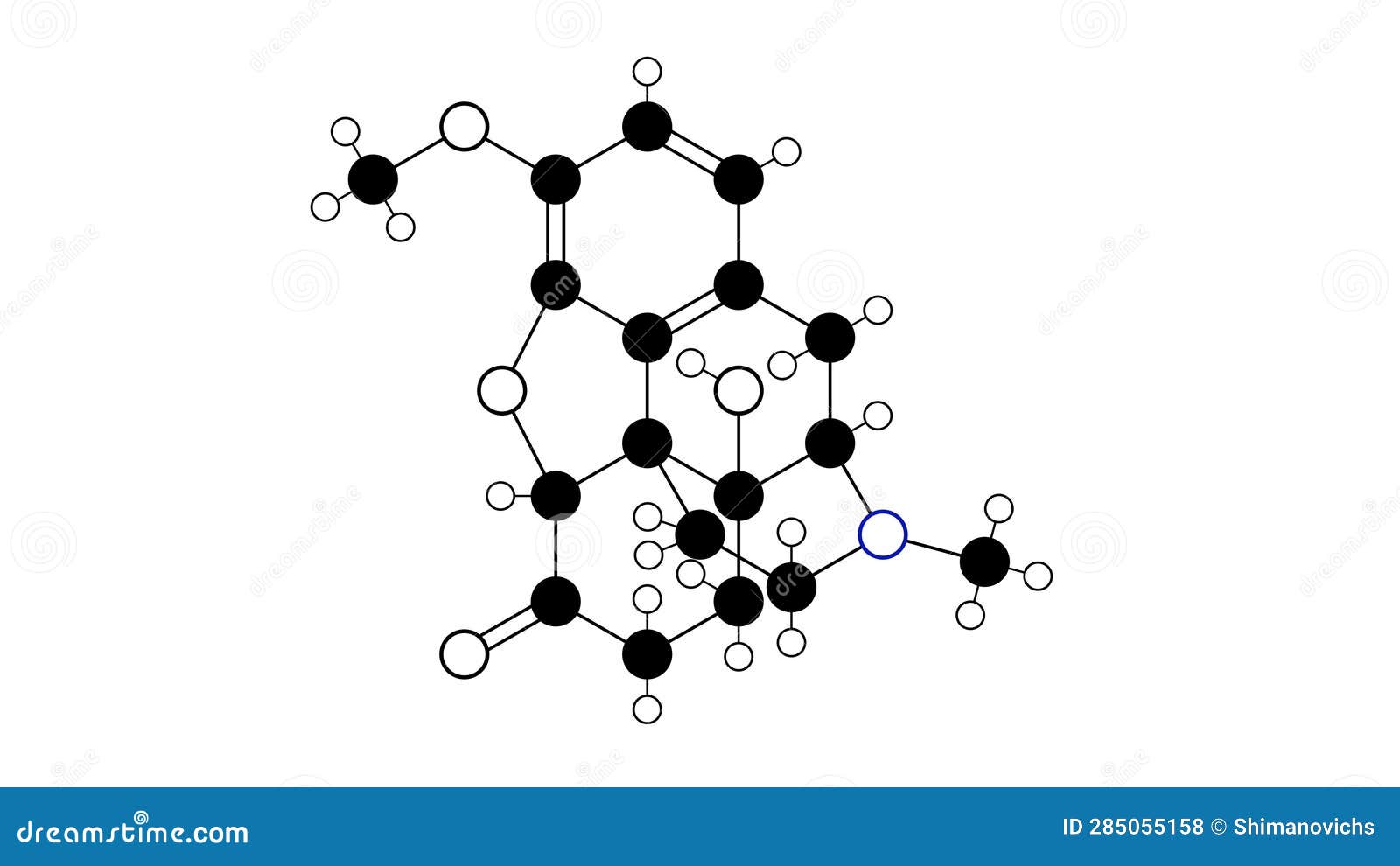 Oxycodone Molecule, Structural Chemical Formula, Ball-and-stick Model ...