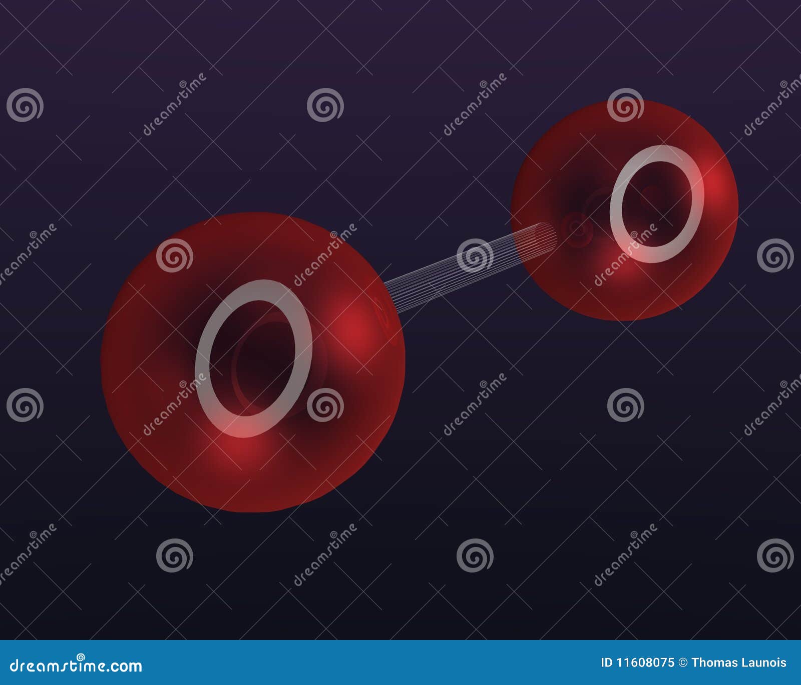 Oxygen, O2, Dioxygen Molecule Model And Chemical Formula Cartoon Vector ...
