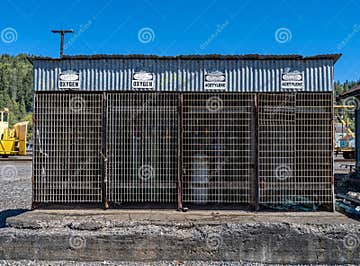 An Oxygen and Acetylene Storage Shack at a Rail Yard Stock Photo ...