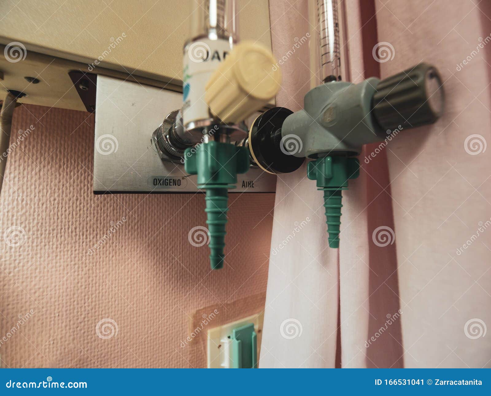 Oxygen and Air Connector in a Hospital Room Stock Image - Image of ...