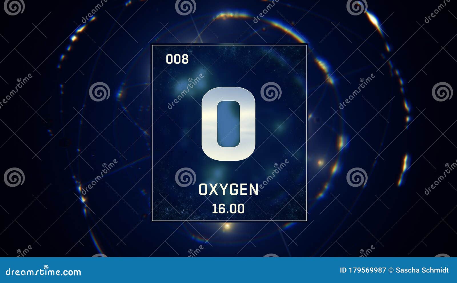 Oxygen As Element 8 of the Periodic Table 3D Animation on Blue ...