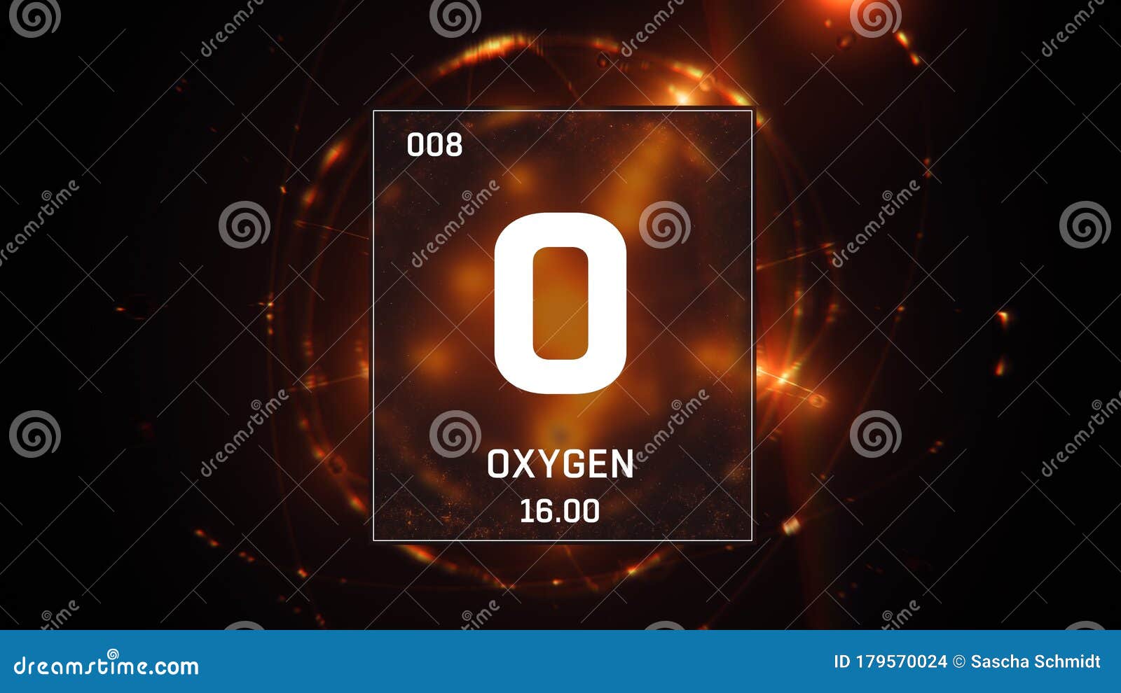 Oxygen As Element 8 Of The Periodic Table 3D Animation On Orange ...