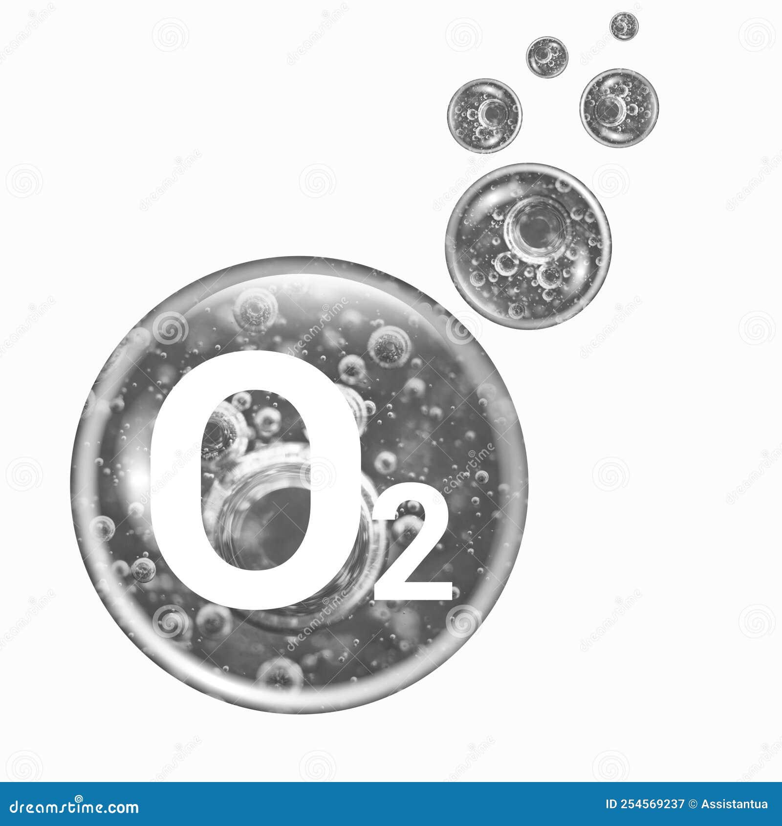 Oxygen Bubbles Isolated Black and White. O2 Stock Illustration ...