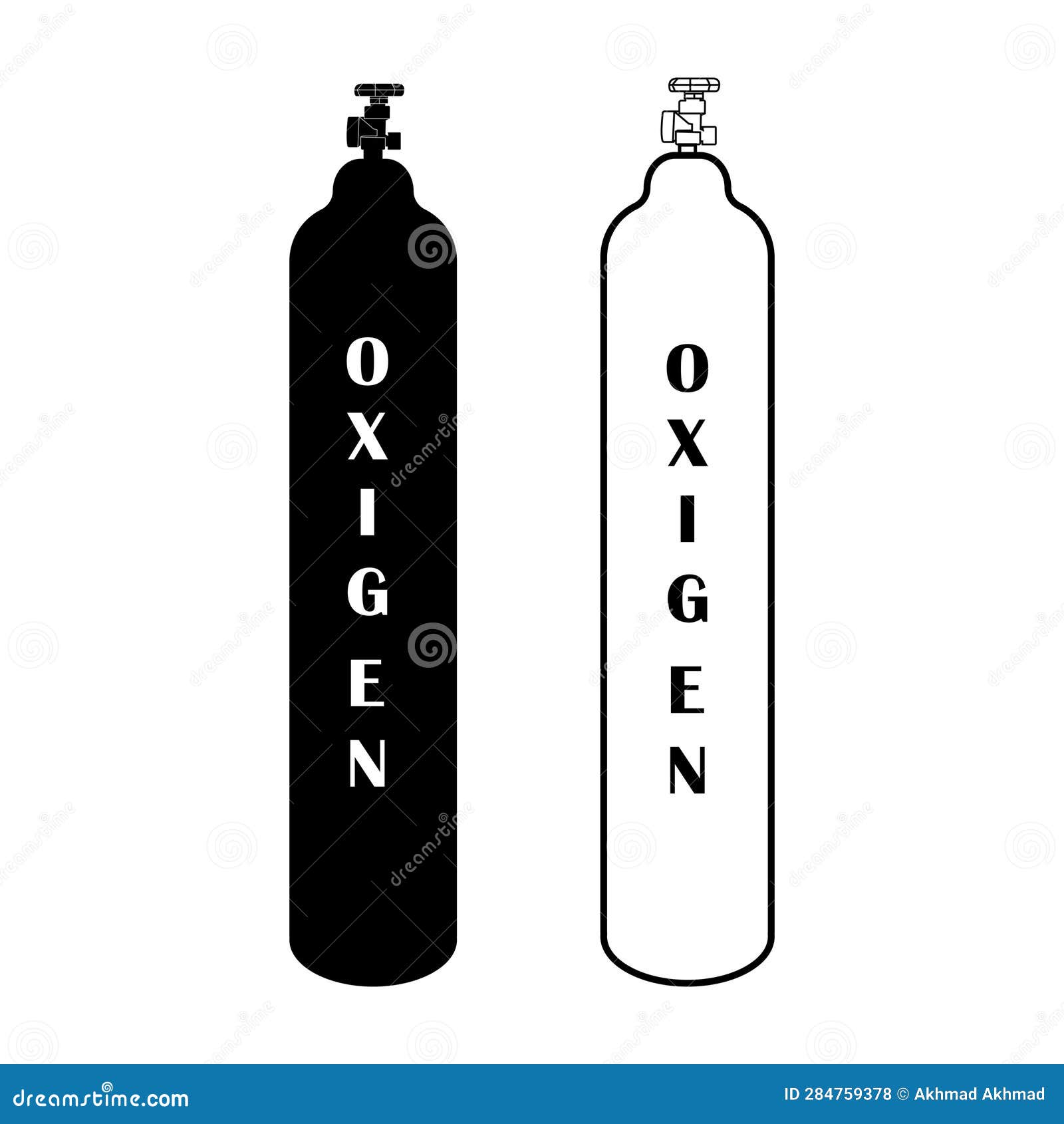 Oxygen cylinder icon stock vector. Illustration of icon - 284759378