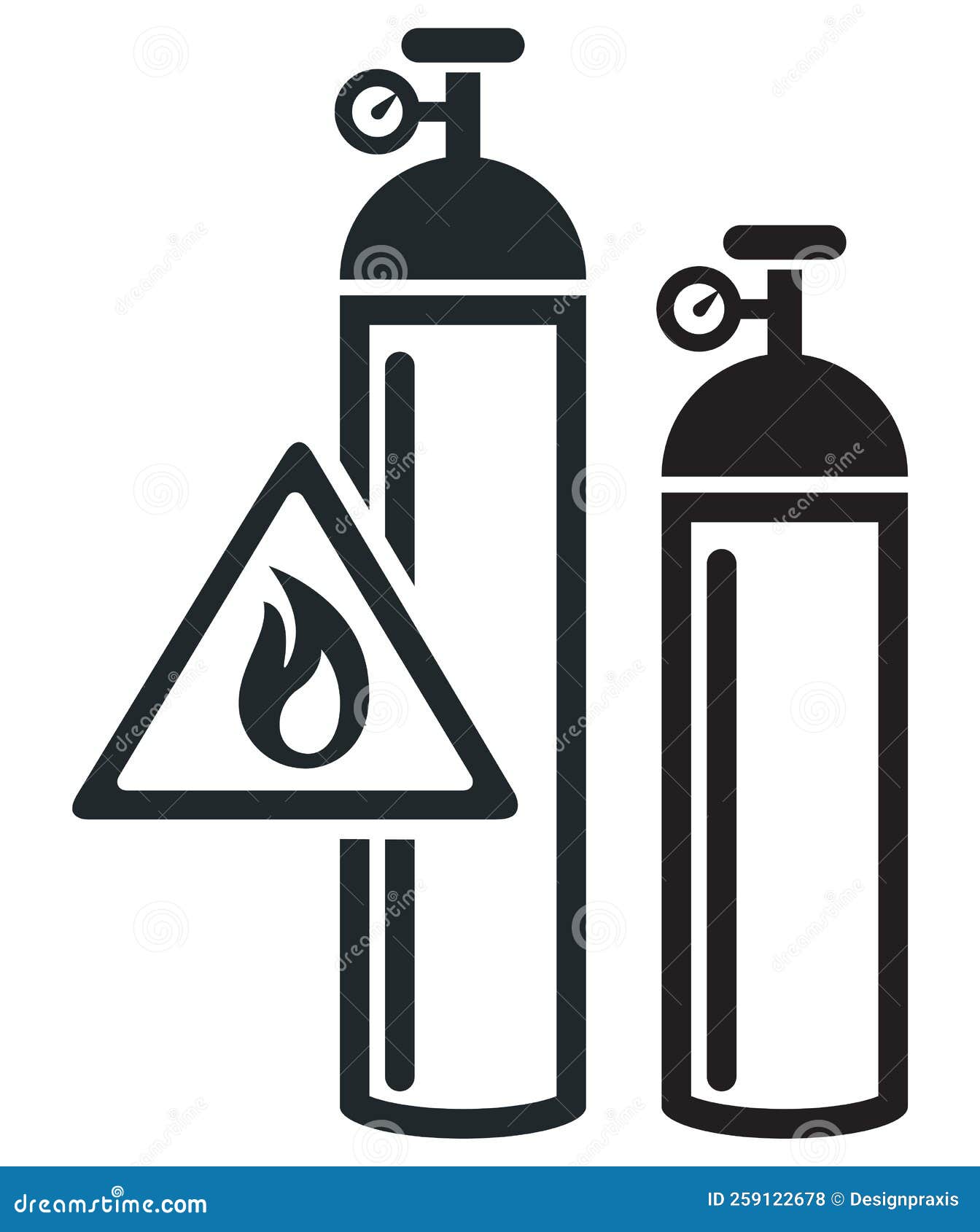 Oxygen Cylinder with Inflammable Icon Stock Illustration - Illustration ...