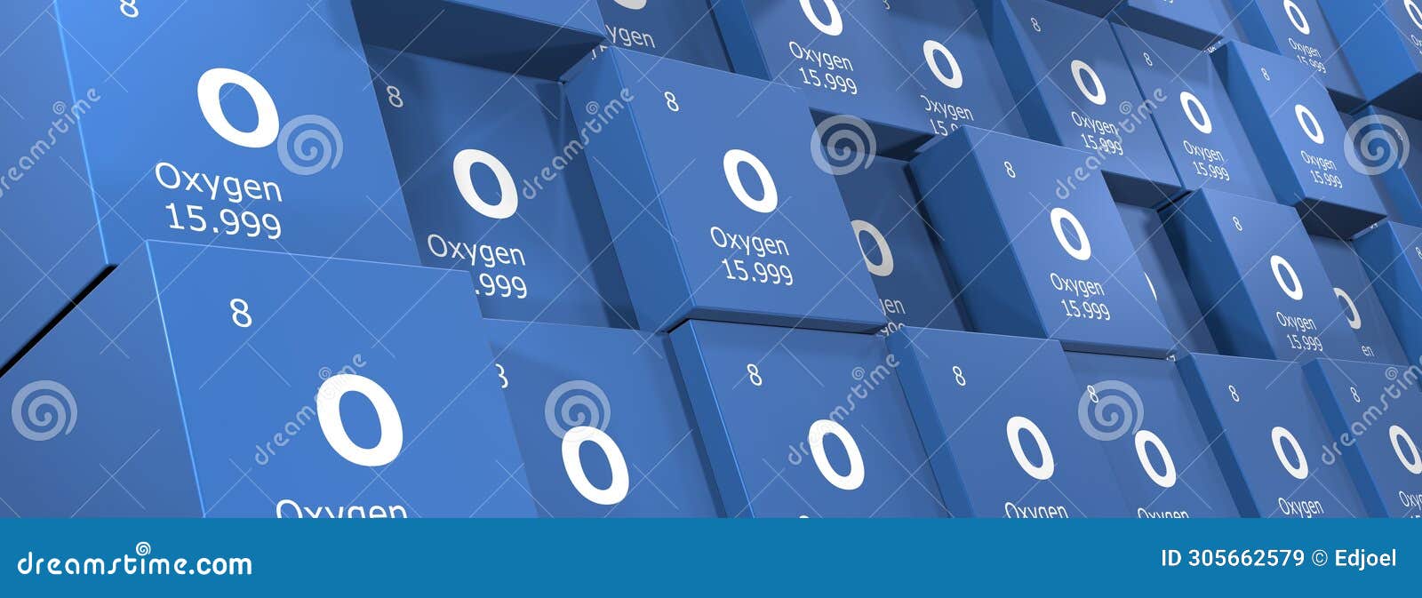 Oxygen, 3D Rendering Background of Cubes of Symbols of the Elements of ...