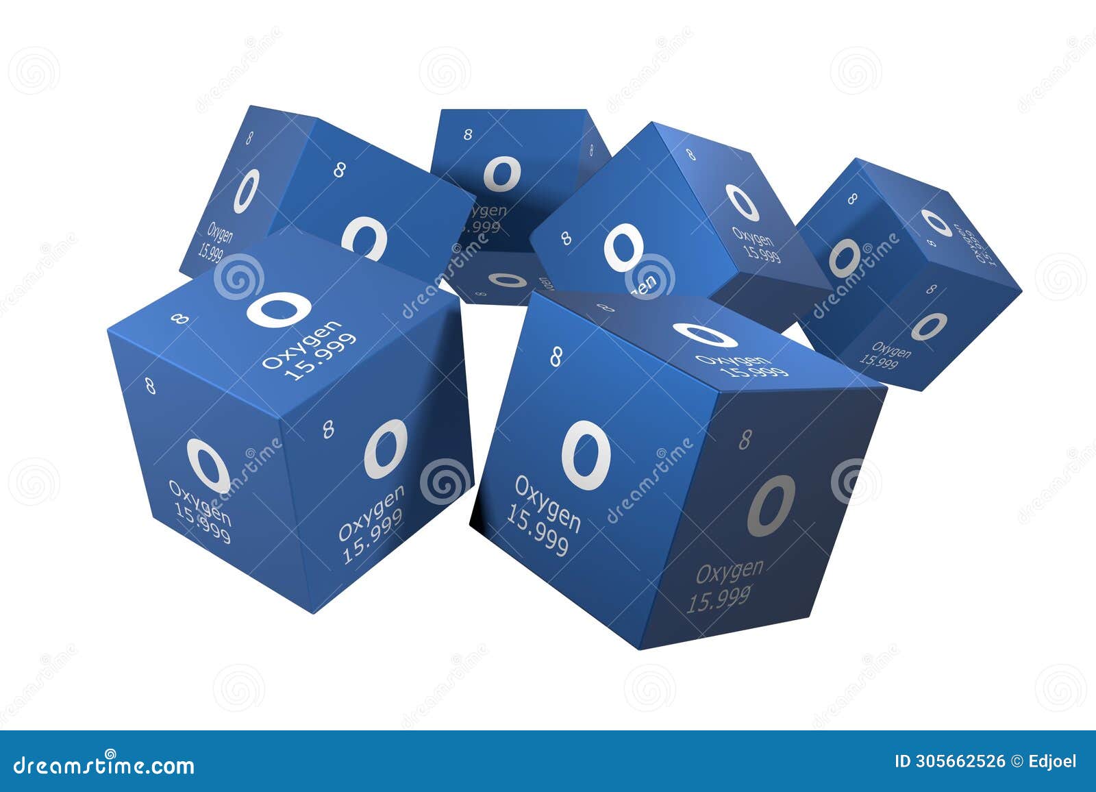 Oxygen, 3D Rendering of Symbols of the Elements of the Periodic Table ...
