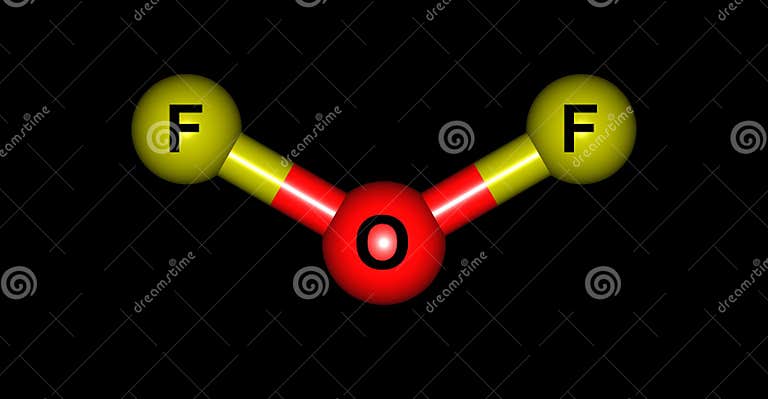 Oxygen Difluoride Molecular Structure Isolated on Black Stock ...