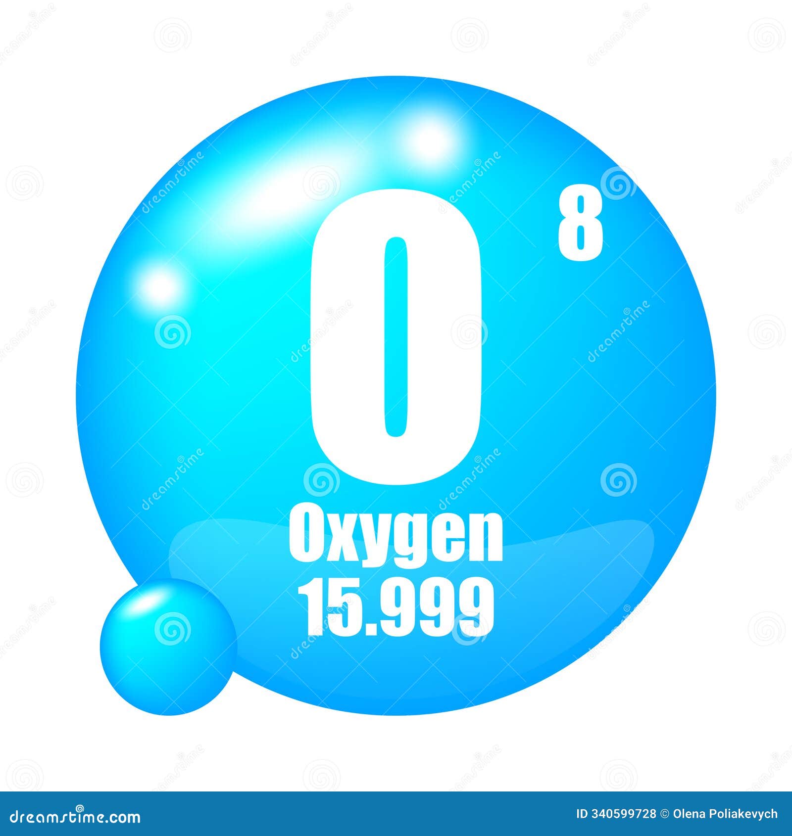 Oxygen Element. Symbol O. Atomic Number 8. Atomic Mass 15.999. Blue ...